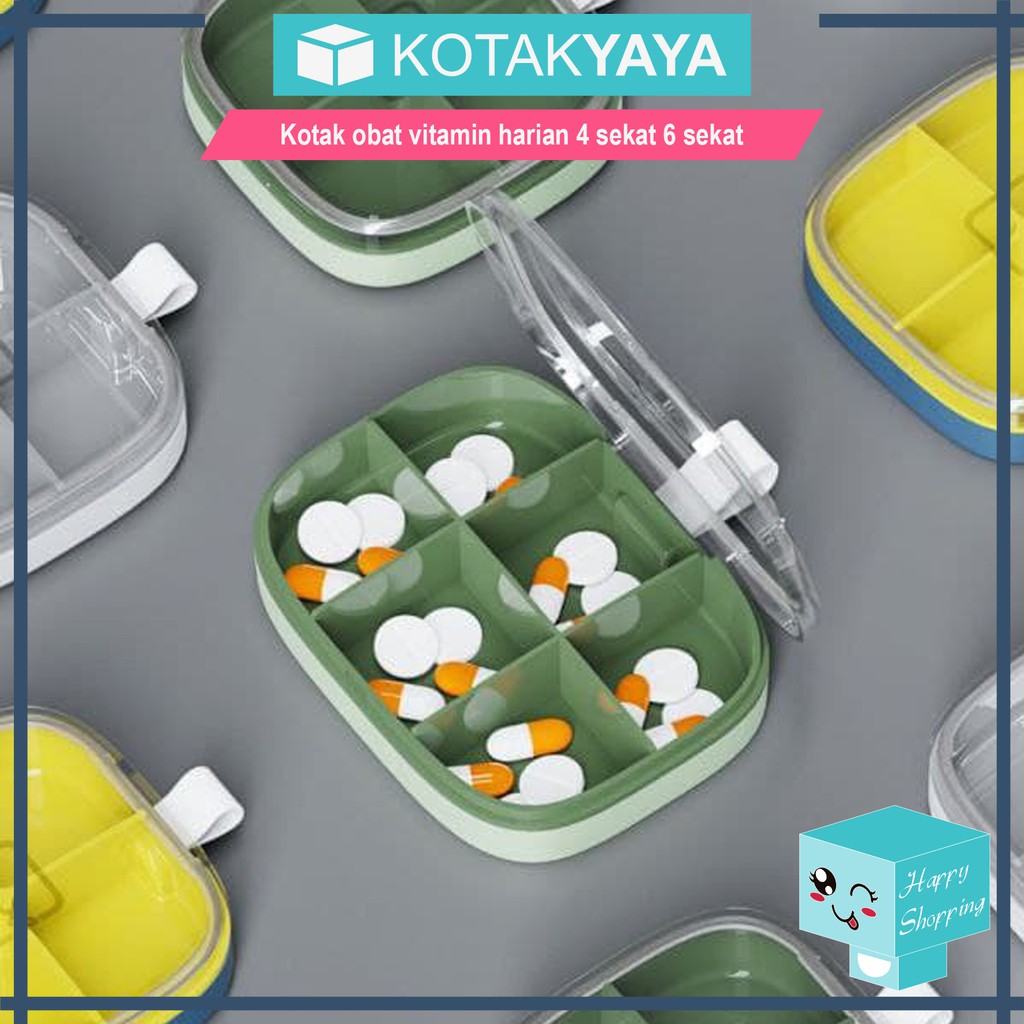 Jual Kotak obat vitamin harian 4 sekat 6 sekat / daily box medicine ...