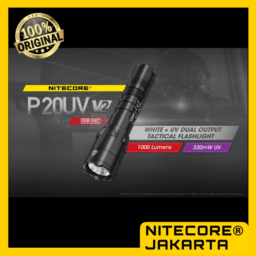 Jual Nitecore P20UV V2 Senter White + UV LED CREE XP-L2 V6 1000 Lumens ...