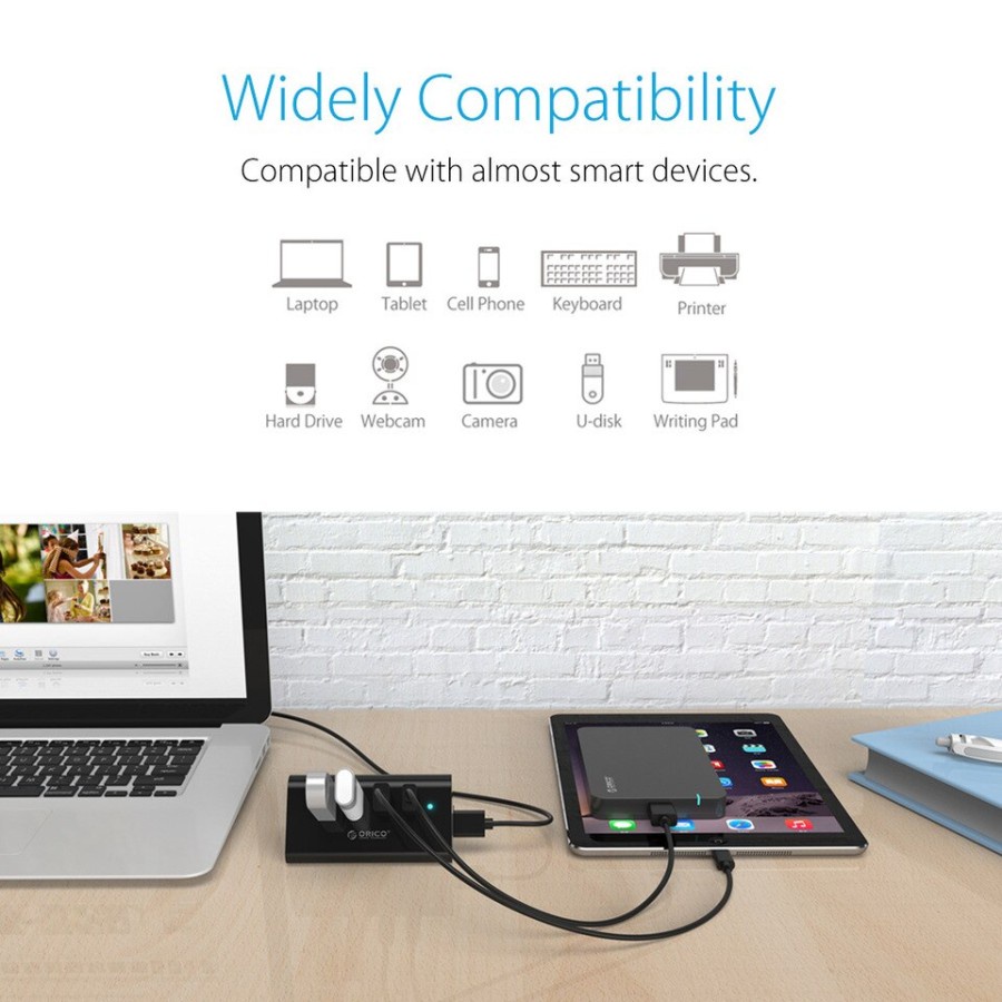 Jual USB HUB ORICO SHC U3 4 Port USB 3.0 HUB with Phone / Tablet ...