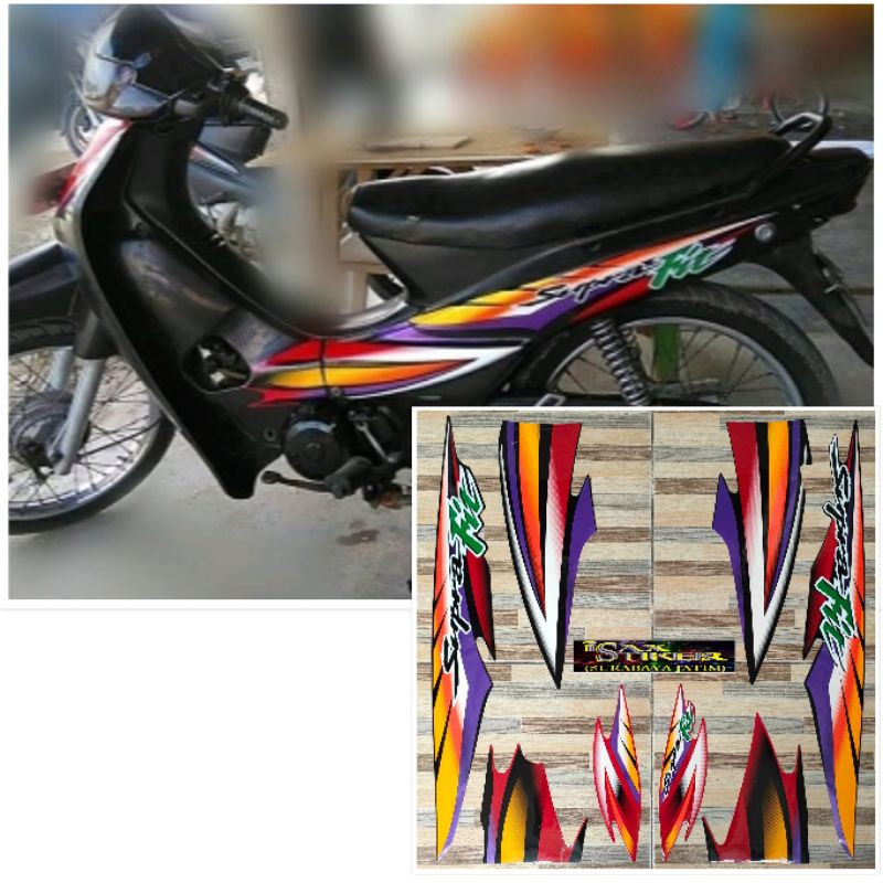 Jual striping original Honda Supra fit hitam strip merah tahun 2003 ...