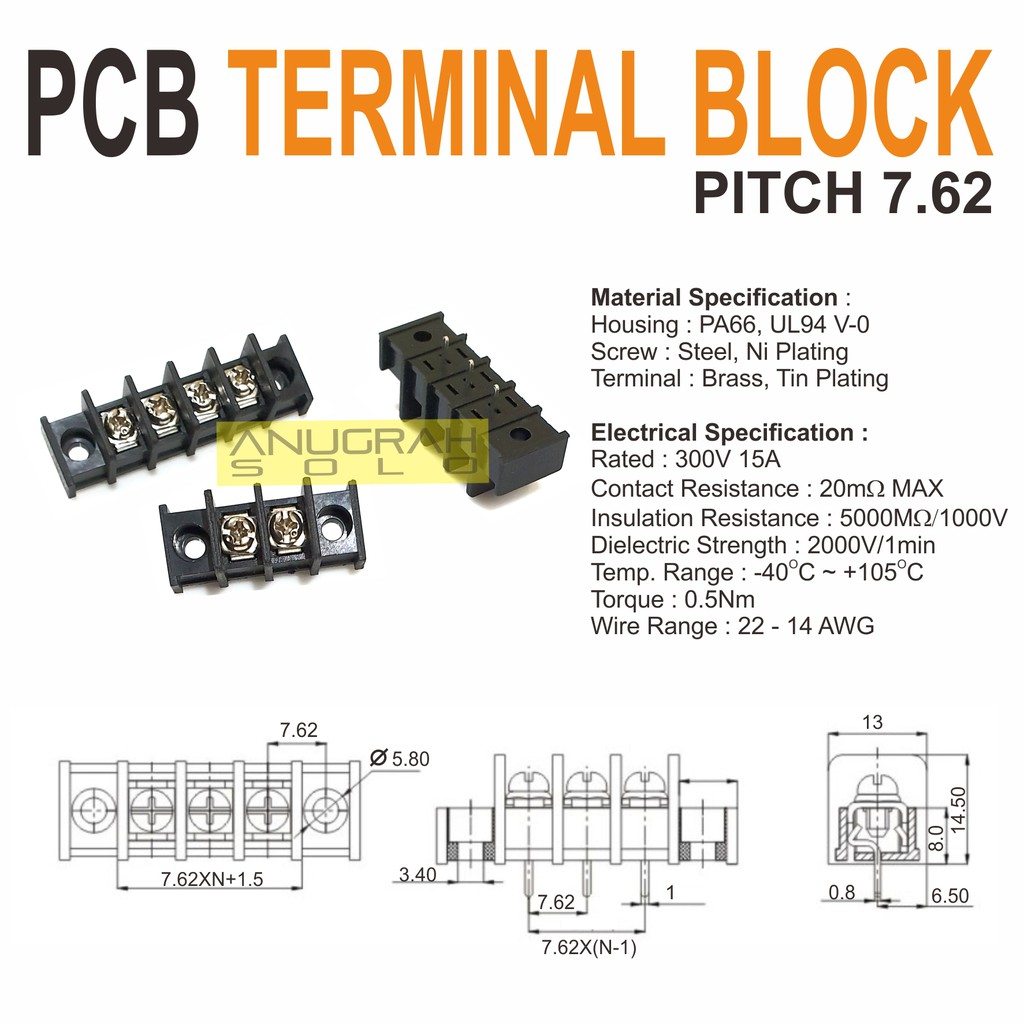 Jual Terminal Blok PCB Terminal Block Konektor Kabel Kuping | Shopee ...