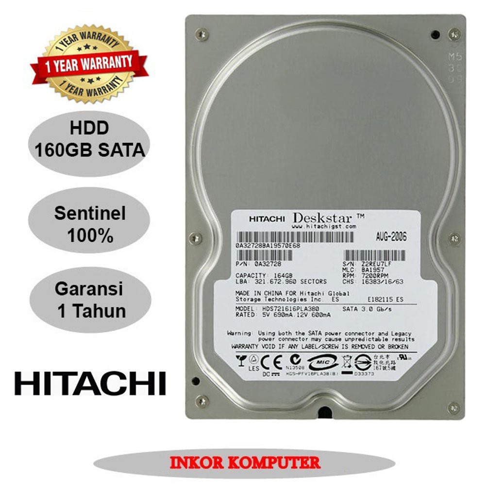 Jual HDD Internal PC 160gb Sata Hitachi Limited | Shopee Indonesia