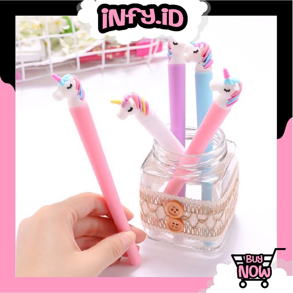 Jual INFY - Cute Unicorn Gel Pen Student Writing Office Pen Examination ...