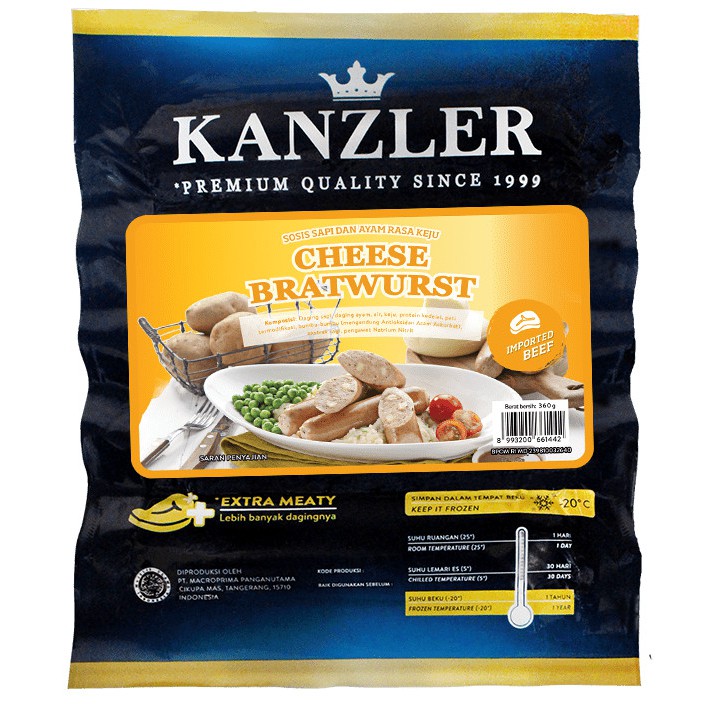 Jual SOSIS KANZLER CHEESE BRATWURST 360G | Shopee Indonesia
