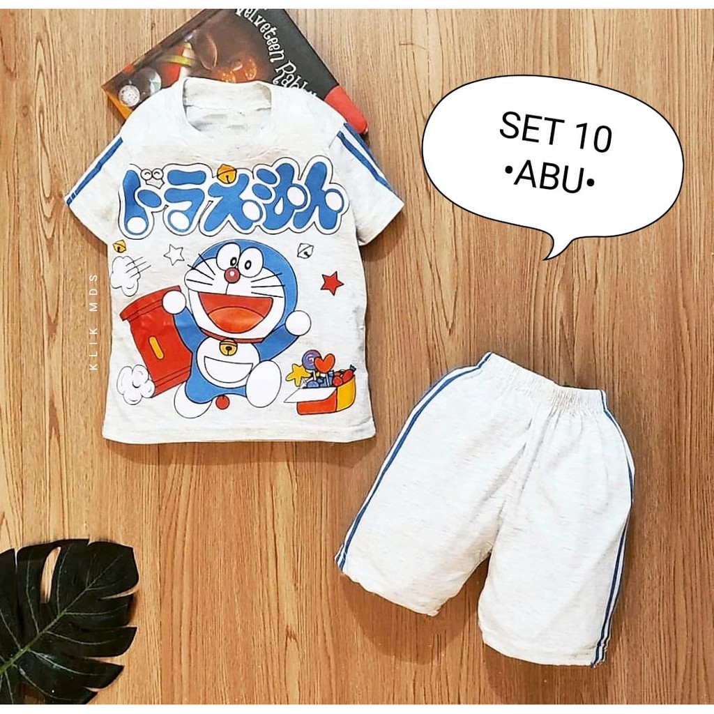 Jual Klik Mds Setelan Baju Anak Laki-laki Atasan Dan Celana Motif Karakter Kucing Set 10 Usia 1 ...