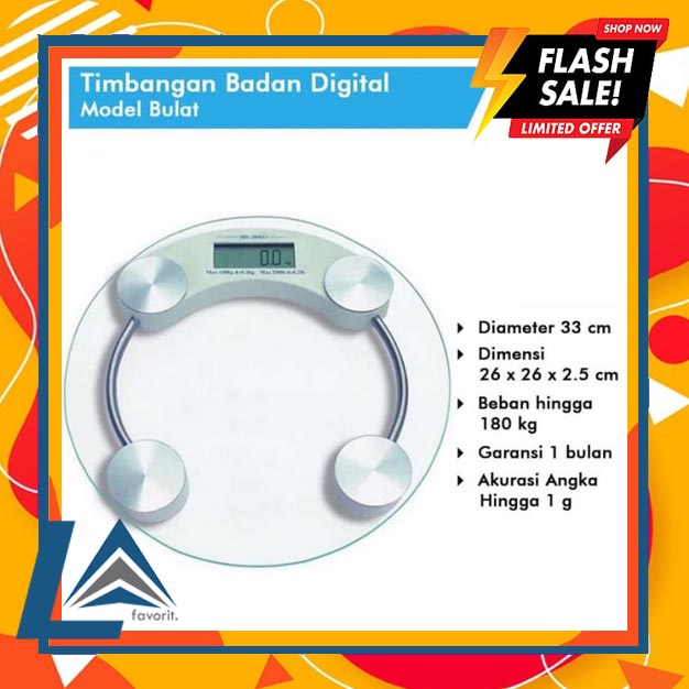 Jual (LA FAVORITE).Timbangan Kaca Badan Digital / Timbangan Badan ...