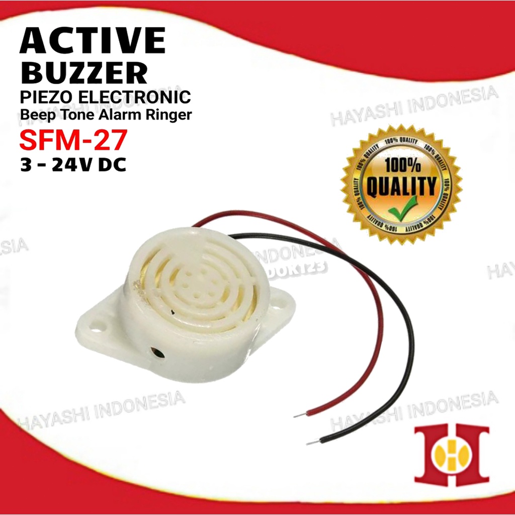 Jual Continuous Alarm DC 3-24V Piezo Active Buzzer SFM27 Speaker 5V 9V 12V | Shopee Indonesia
