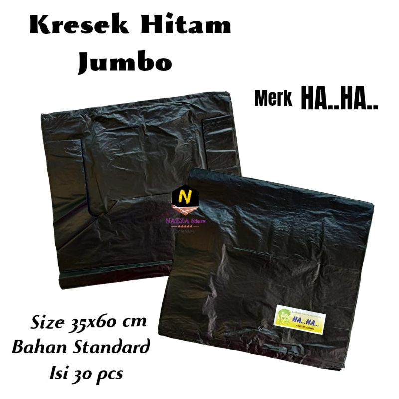 Jual Kresek Hitam Jumbo Merk HA..HA.. dan Satu isi ±30 lembar | Shopee ...