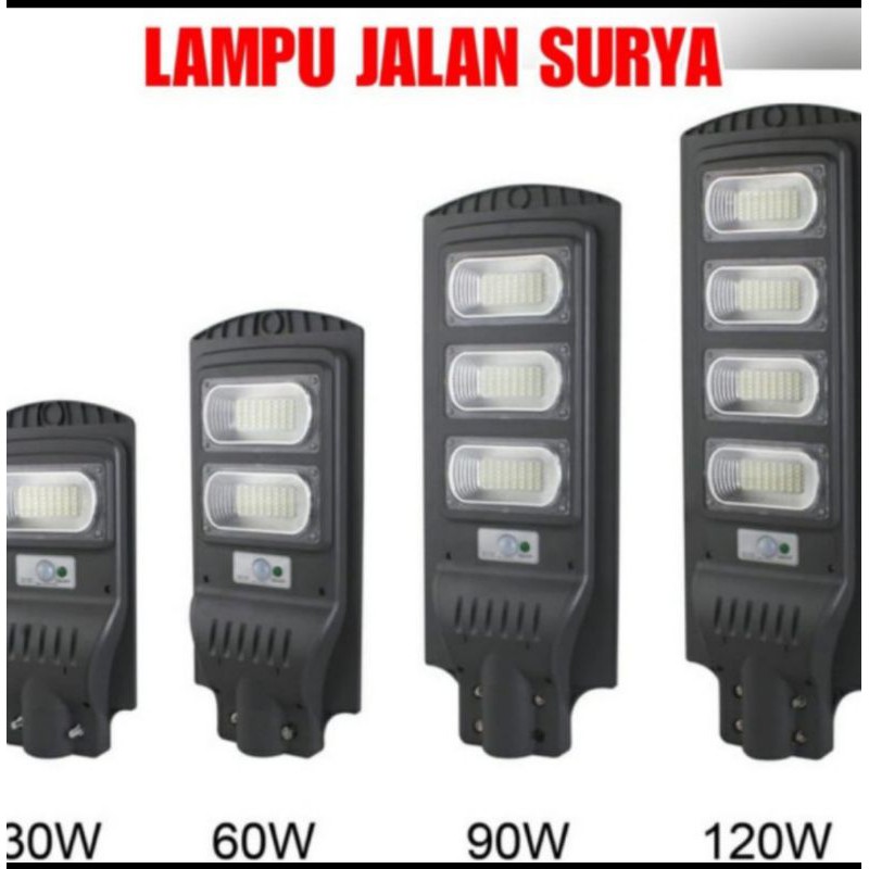 Jual lampu jalan solar 30w 60w 90w 120w 120 90 60 30 watt pju panel surya remote matahari all in ...