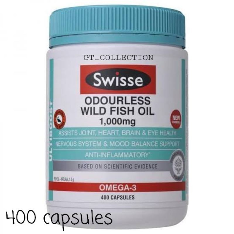 Jual Swisse Odourless Wild Fish Oil 1000mg Omega 3 (400 Capsule ...