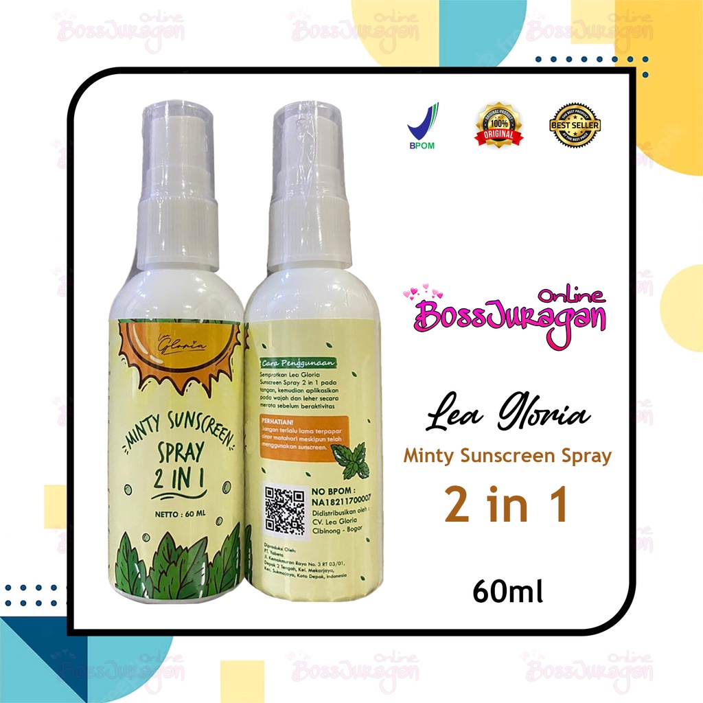 Jual (BOSS) LEA GLORIA 2in1 Minty Sunscreen Spray 60ml - Lea Gloria ...