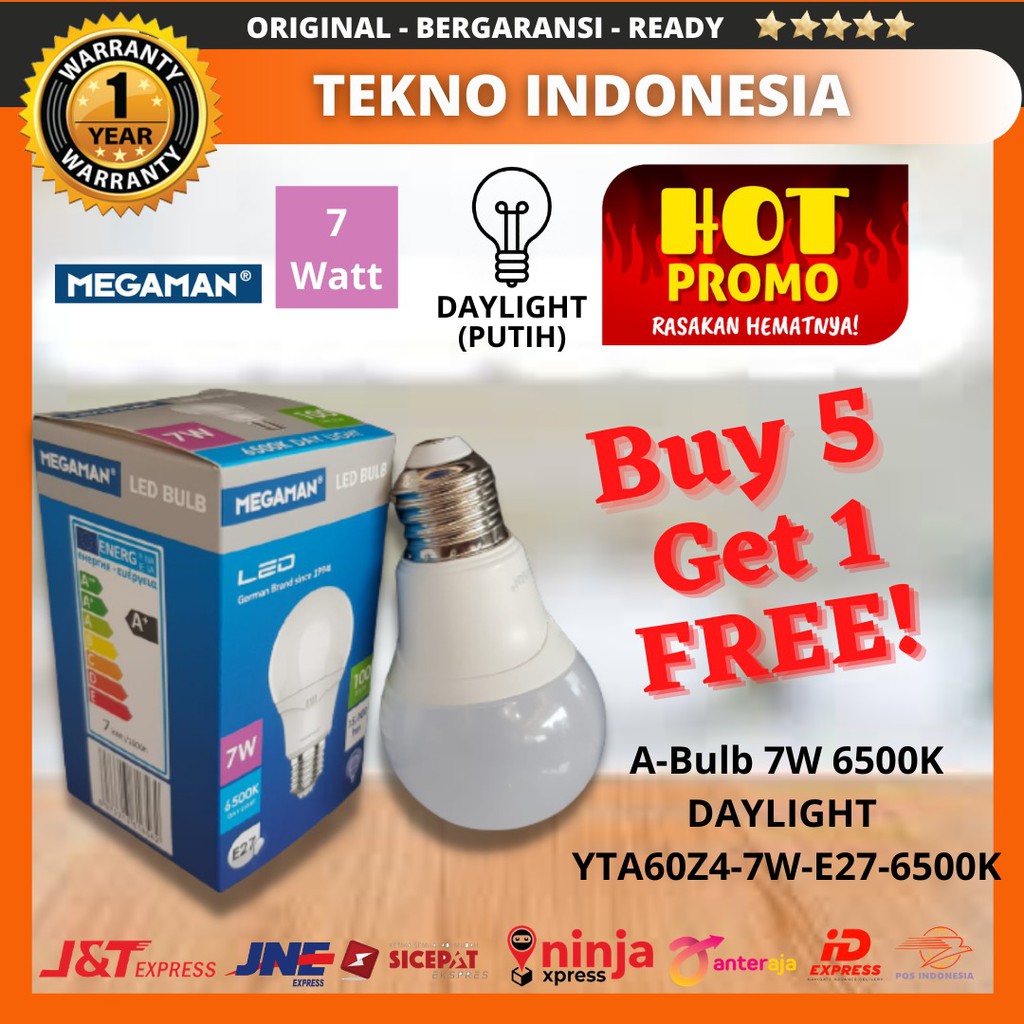 Jual MEGAMAN LED A BULB 7 Watt 6500K Daylight YTA60Z4 7W Lampu Bohlam ...
