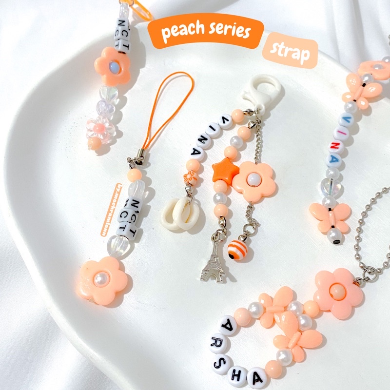 Jual PEACH SERIES STRAP CUSTOM NAMA / Gantungan Custom Nama / Keychain ...