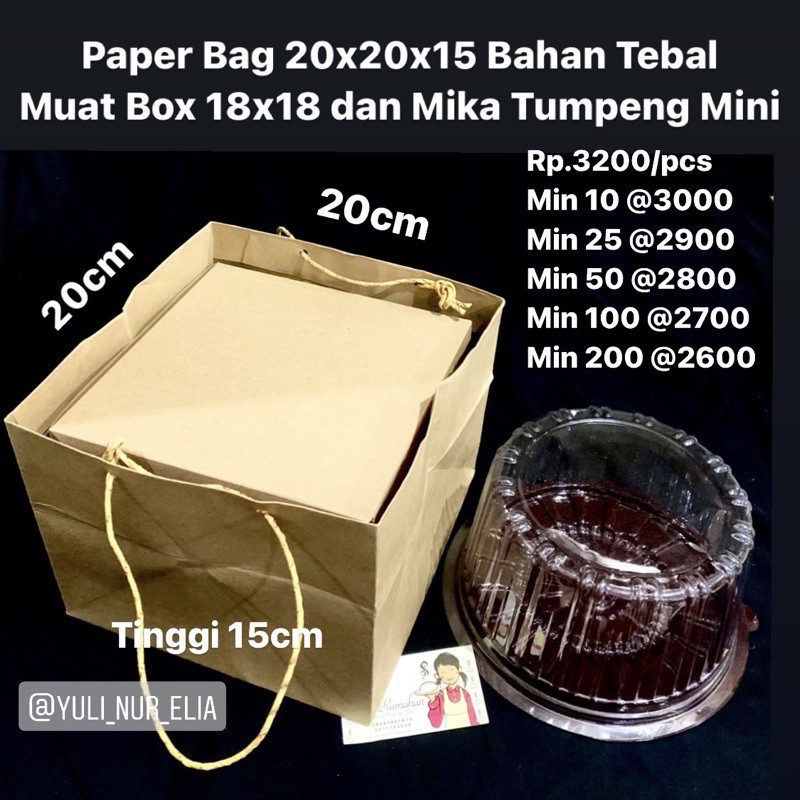Jual Paper Bag 20x20x15cm Bahan Tebal Muat Box 18x18 dan Mika Tumpeng ...