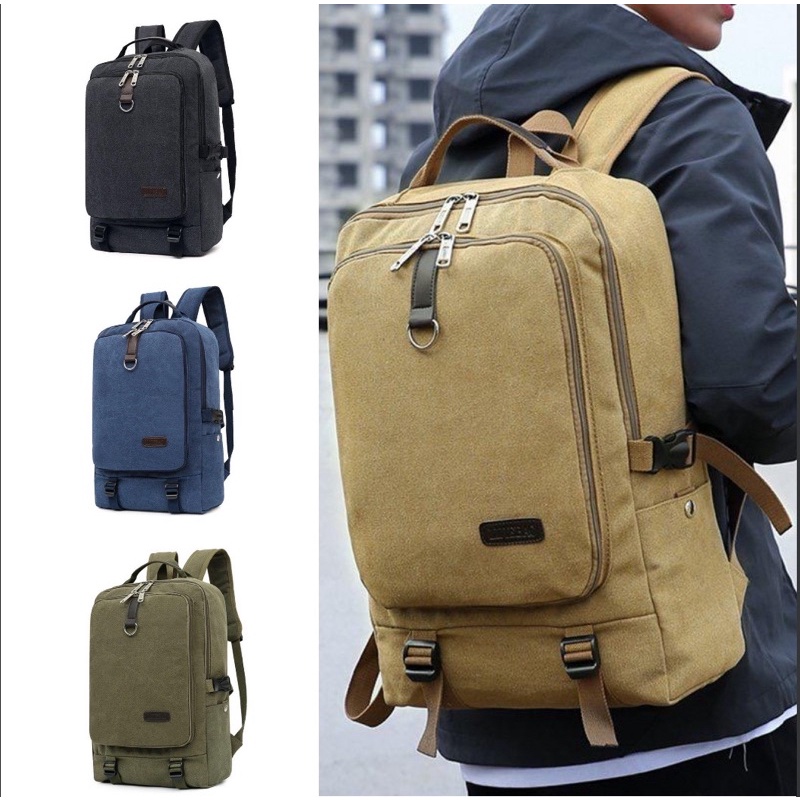 Jual Tas Ransel Laptop Import Kanvas Backpack Pria Wanita KA 21 ...