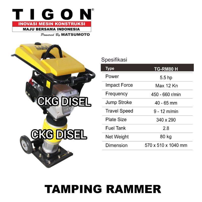 Jual Mesin Stemper Kuda Engine Honda GX 160 Body TG-RM80H Pemadat Tanah ...