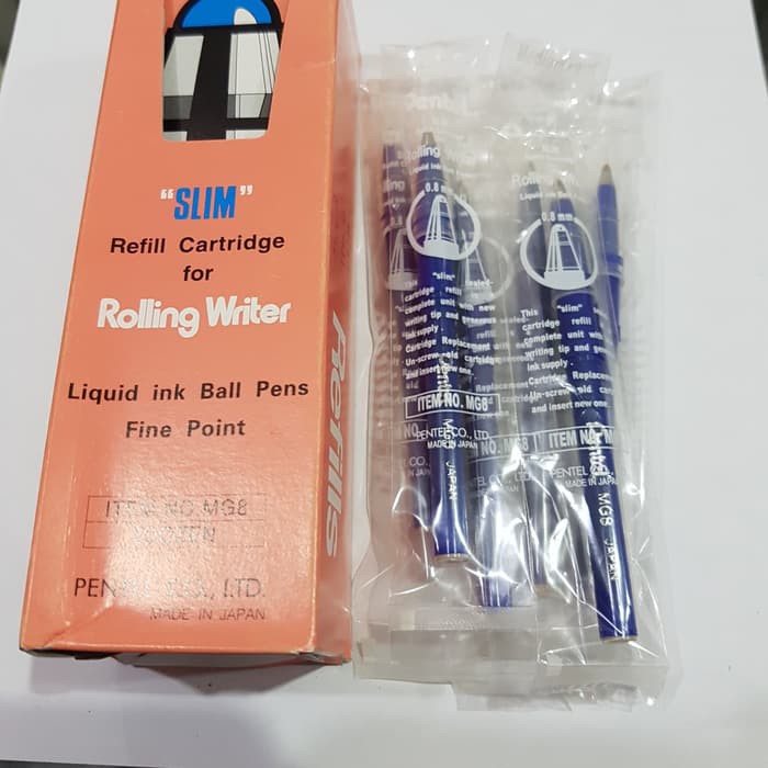 Jual ISI BALLPOINT PENTEL 0 8MM WARNA BIRU REFILL ISI PULPEN PENTEL PEN ...