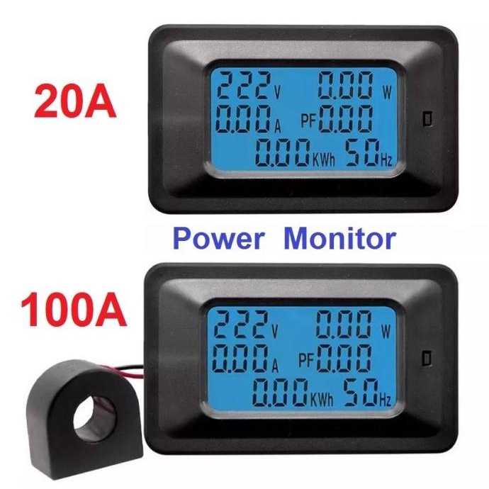 Jual Watt KWH Meter Power Monitor Daya Digital 20A 100A Wattmeter 6 in ...