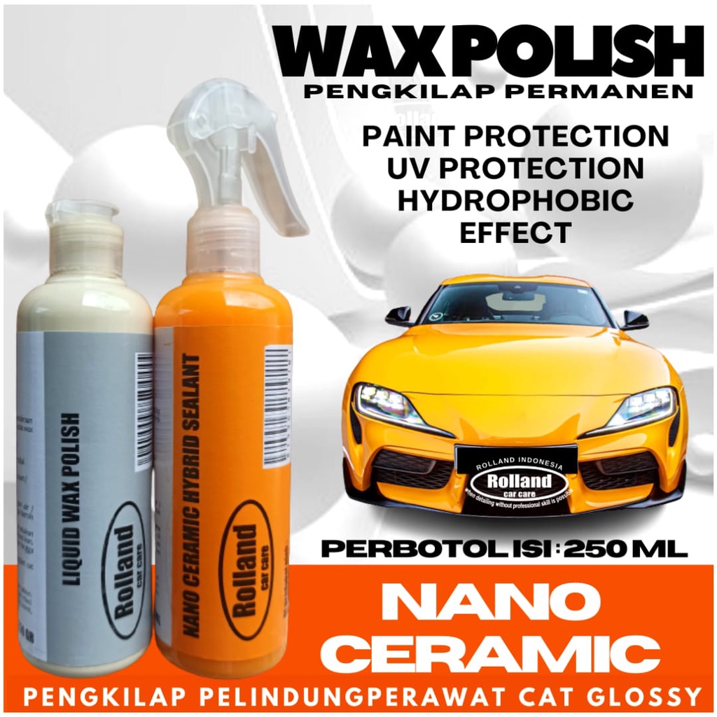 Jual Paket Pengkilap Body Motor Mobil Helm Rolland Nano Ceramic Wax Polish kramik Efek Daun ...