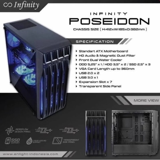 Jual Casing Komputer PC CPU INFINITY POSEIDON -NON PSU-NON FAN ...