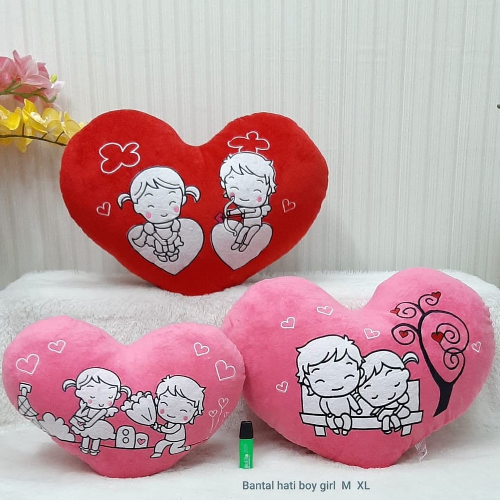 Jual Bantal Cinta Hati Valentine Boy & Girl M & XL hadiah kado kekasih ...