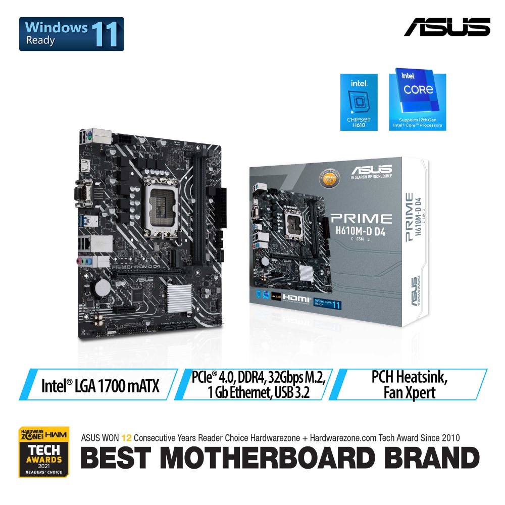 Jual ASUS PRIME H610M-D D4-CSM Intel® H610 (LGA 1700) mic-ATX motherboard with DDR4 | Shopee ...