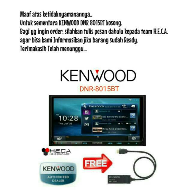 Jual Head Unit Double Din KENWOOD DNR-8015BT + FREE HDMI Dongle Wifi KCA-WL100 [ORIGINAL ...