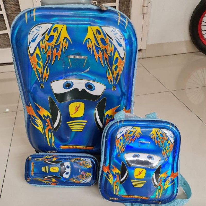 Jual tas dorong trolley anak sd 3d dapat 3 in 1 preloved | Shopee Indonesia