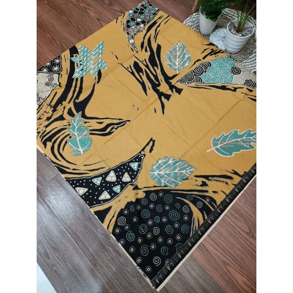 Jual Kain batik solo abstrak daun jati kuning | Shopee Indonesia