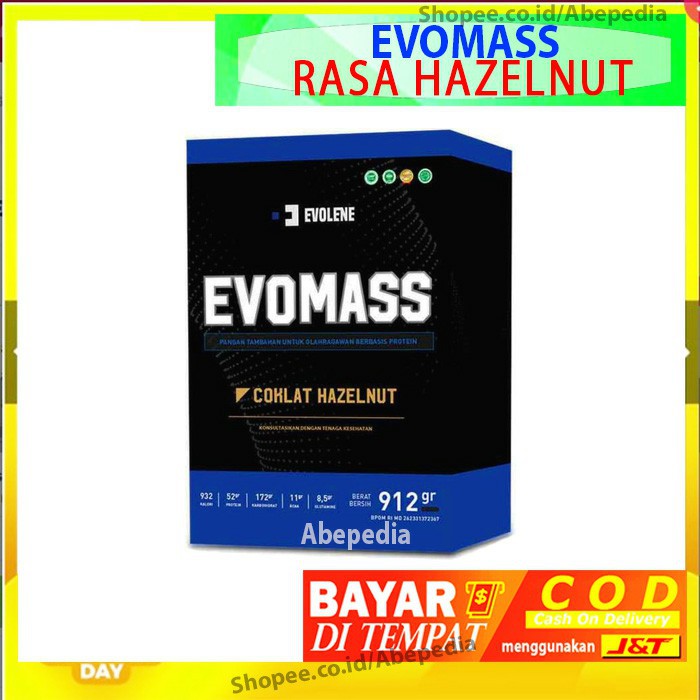 Jual Evolene EvoMass 912gram Coklat Hazelnut BPOM Evo Mass 2 LBS | Shopee Indonesia