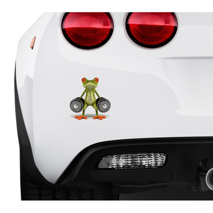 Jual Stiker Mobil Unik Lucu Printing Sticker Frog Kodok Barbel | Shopee ...