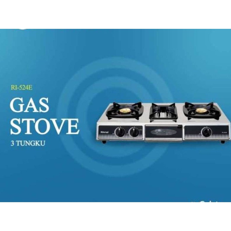 Jual KOMPOR GAS RINNAI 3 TUNGKU STAINLESS RI - 524 E | Shopee Indonesia