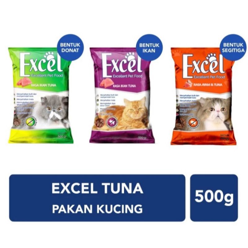 Jual Makanan Kucing EXCEL 500gr All Varian Rasa Cat Food | Shopee Indonesia