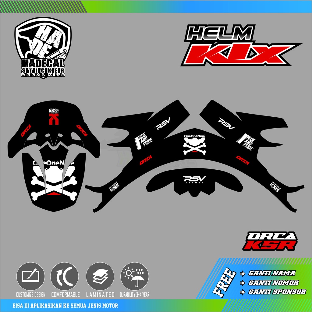 Jual DECAL STICKER HELM KLX 150 MOTIF ORCA KSR, ONEONENINE | Shopee ...