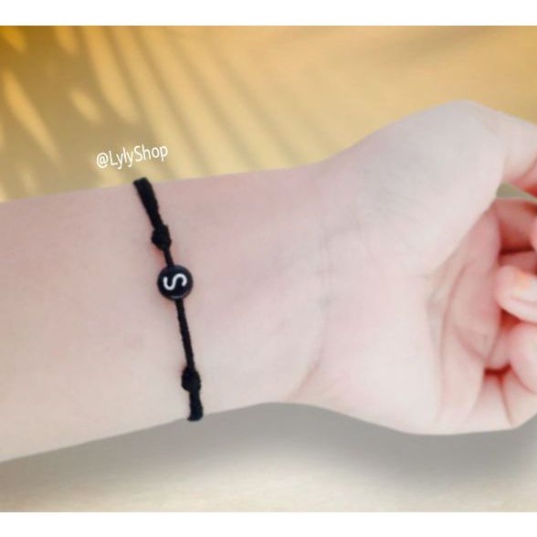 Jual (O-Z) Gelang Huruf Inisial Bulat hitam, Alfabet Nama Handmade ...