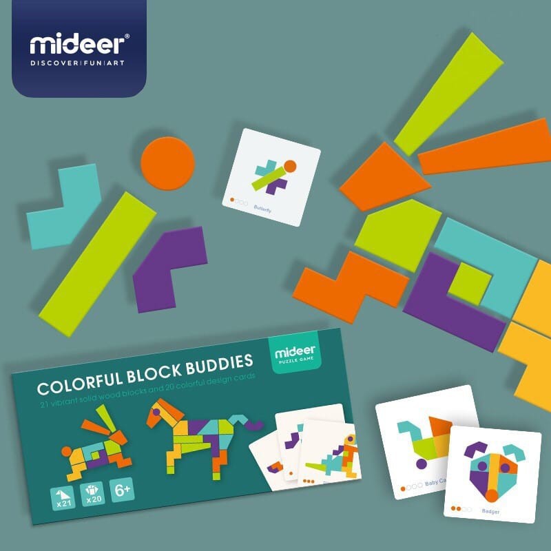 Jual Mideer Colourful Block Animal/Wooden Block/Mainan Balok Binatang ...