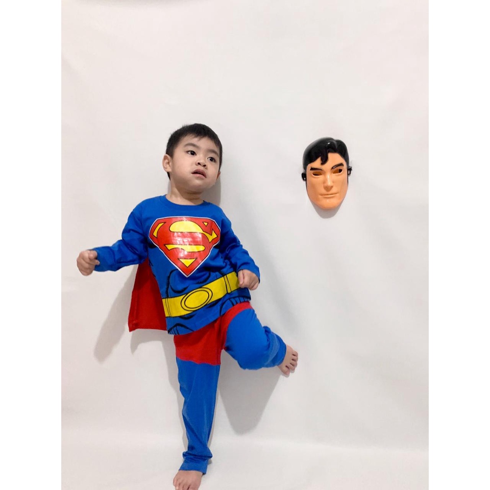 Jual kostum baju anak laki laki superman gratis topeng / setelan baju ...