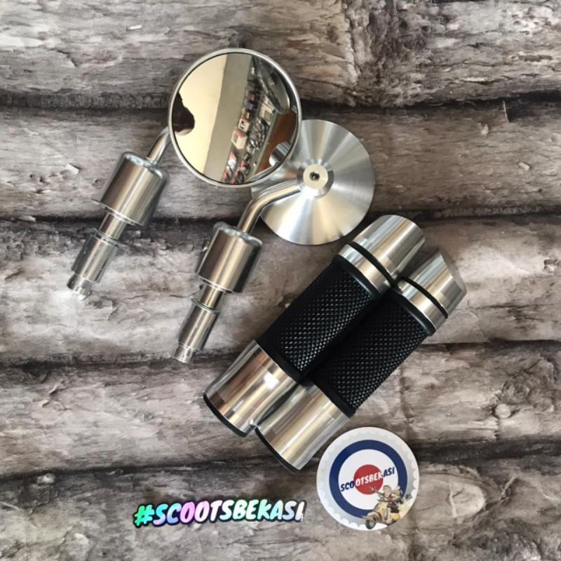 Jual Paket Handgrip Rizoma Spion Bar end Oberon Chrome Vespa Matic ...