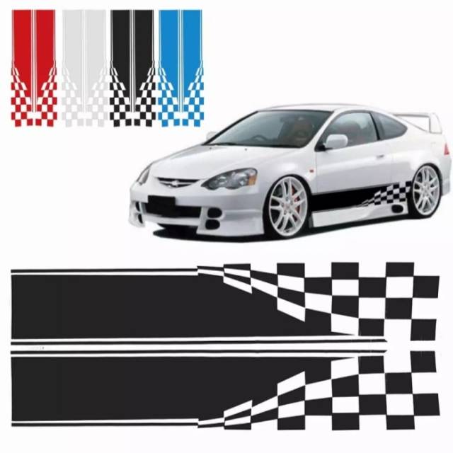 Jual 2 buah stiker Striping mobil kotak kotak bendera racing | Shopee ...