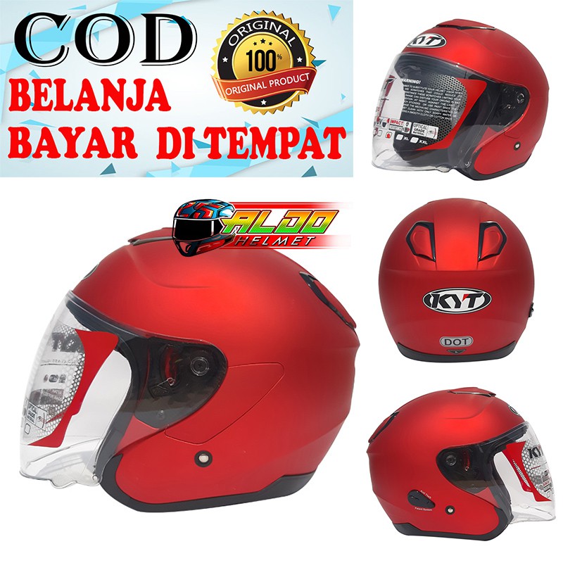 Jual HELM KYT KYOTO SOLID MAROON HELM HALF FACE ORIGINAL | Shopee Indonesia