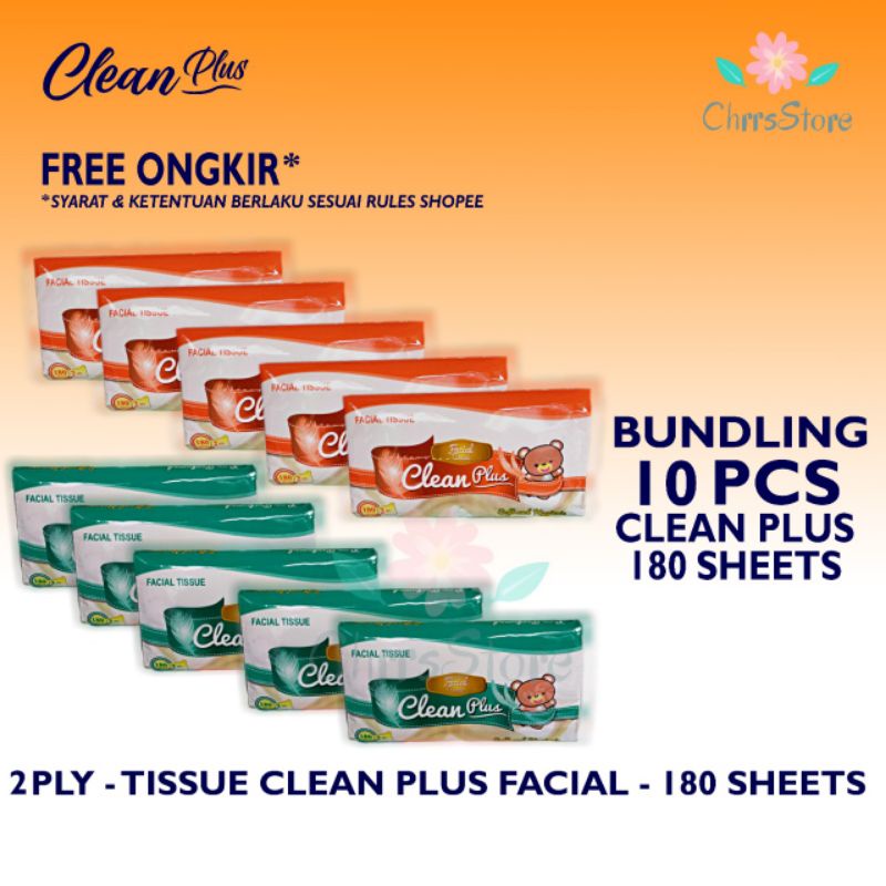 Jual Tissue Clean Plus 180s isi 10 Pack | Shopee Indonesia