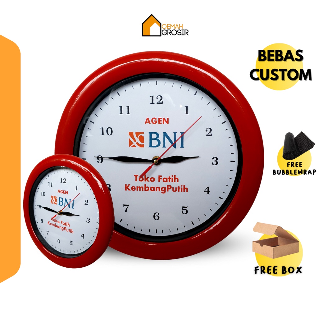 Jual Jam Dinding 28CM Bebas Custom Foto Logo Instansi Souvenir Wedding ...