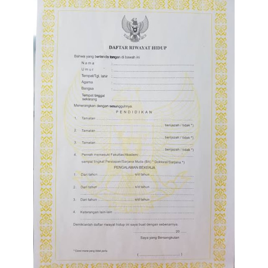 Jual Kertas Daftar Riwayat Hidup/Blangko Daftar Riwayat Hidup | Shopee ...