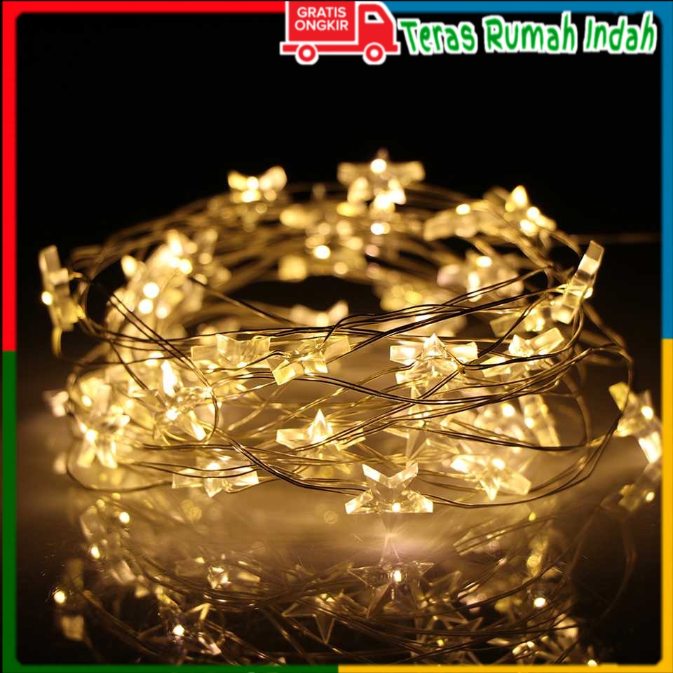 Jual Lampu Hias Bintang Pentagram Light 20 LED 3 Meter Battery Powered ...