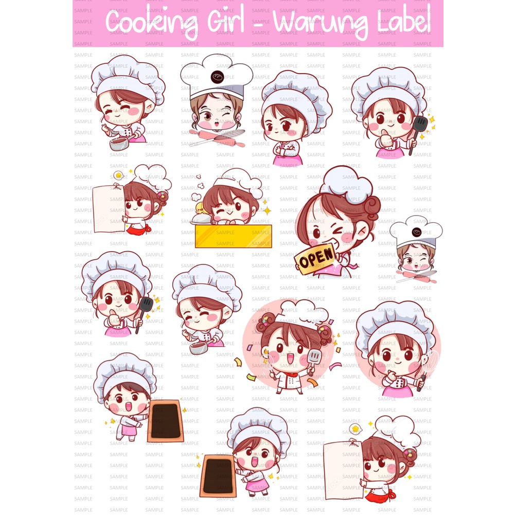 Jual Sticker Cooking Girl - Sticker deco - Bullet journal - Sticker ...