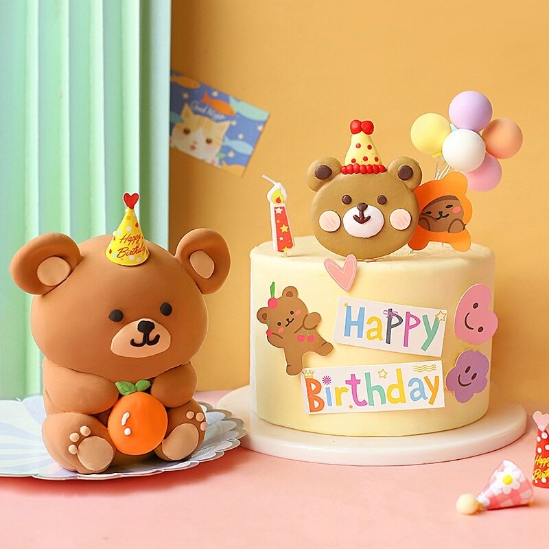 Jual Bear Cartoon Cake Topper Set/Hiasan Kue Ulang Tahun Anak Tema ...