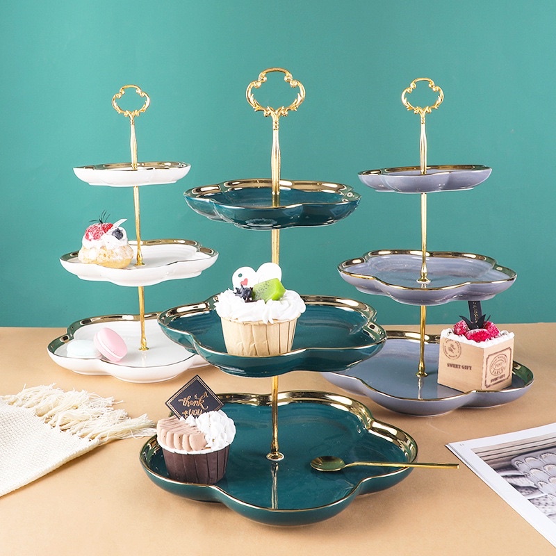 Jual 2 tingkat dan 3 tingkat Tier Ceramic Cake Stand • Nampan Kue Susun Tingkat • Wadah Saji Kue ...