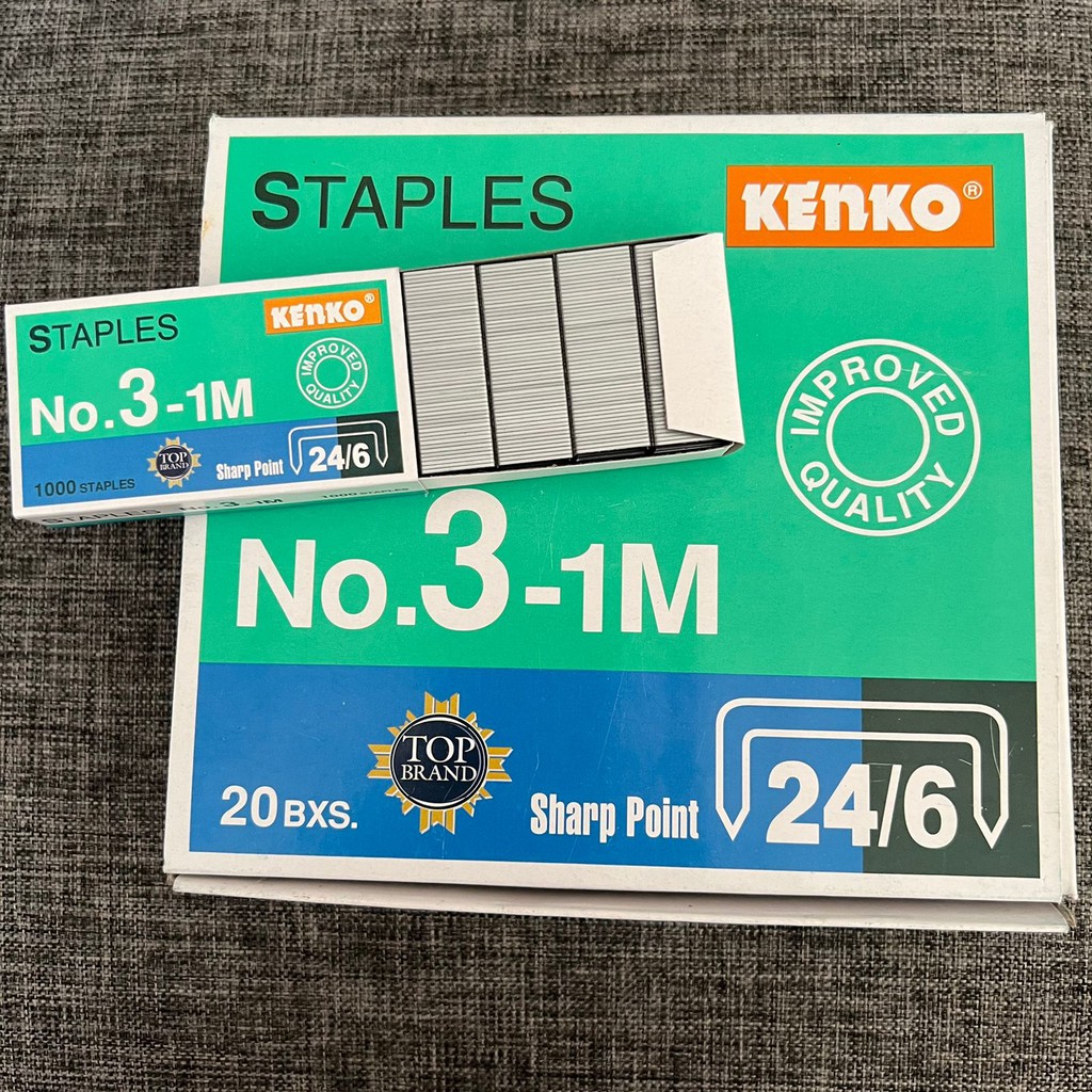 Jual ISI STAPLES NO.3-1M / NO 3 BESAR KENKO REFILL STAPLER 20 BXS ( 1 ...