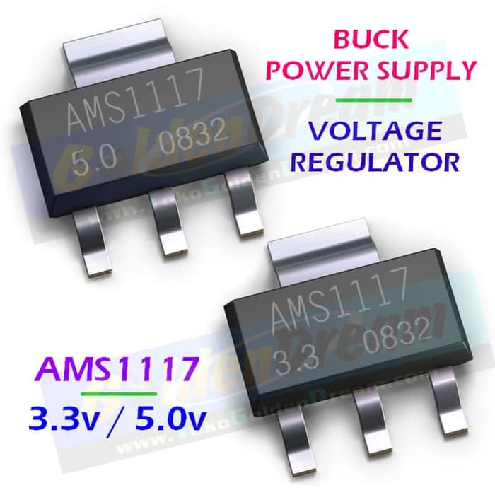 Jual 1.8v/3.3v/5.0v IC AMS1117 Power Supply Linear Voltage Regulator ...
