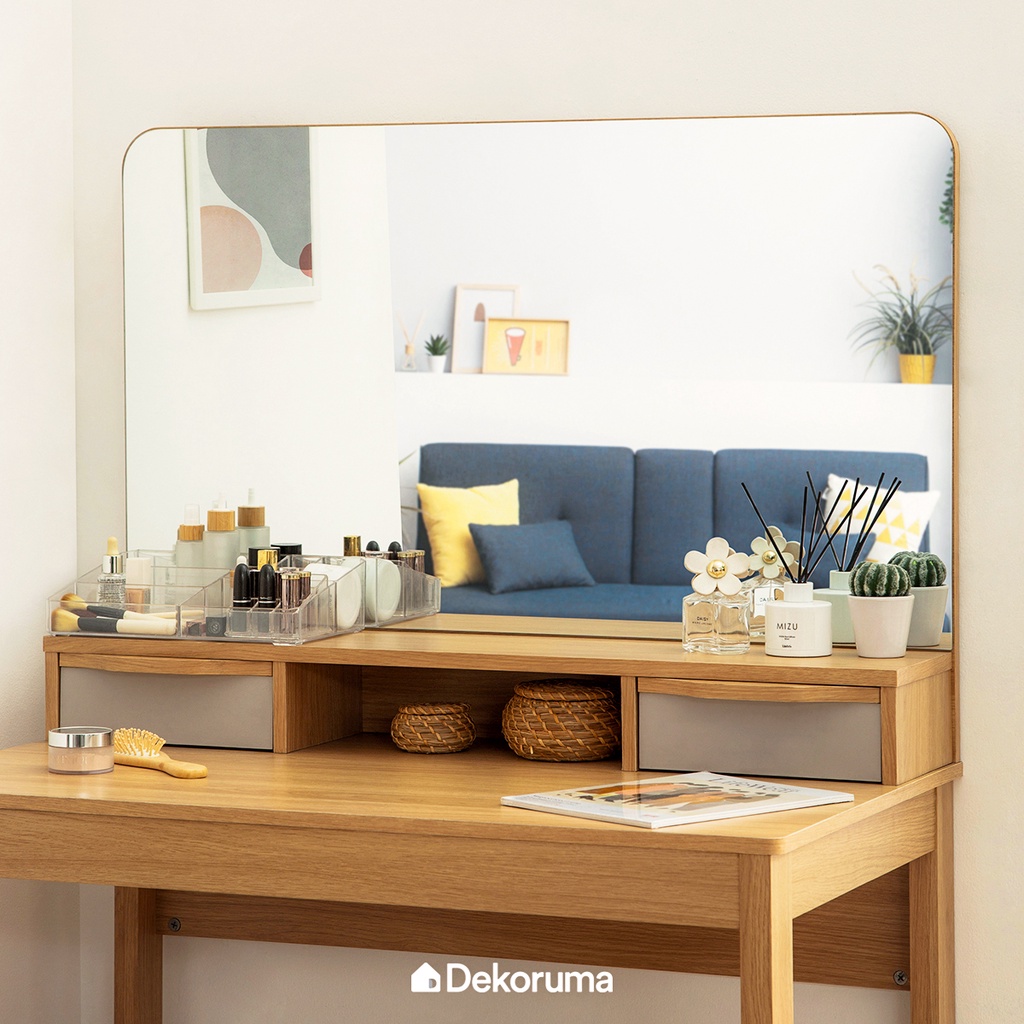 Jual Dekoruma MITSU Meja Rias Minimalis dengan Kaca | Shopee Indonesia